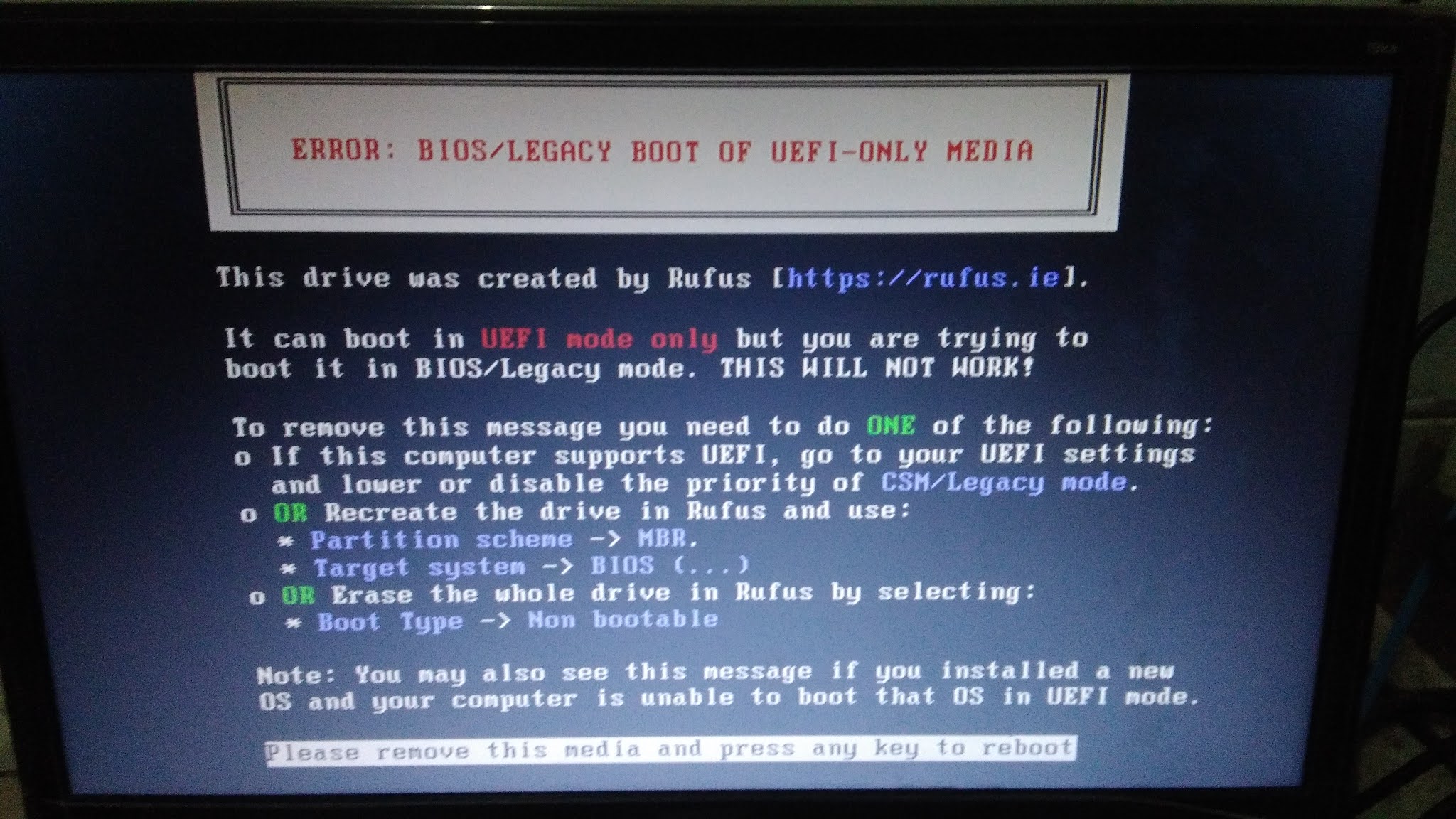 Cara Kedua Mengatasi Error: BIOS/Legacy Boot of UEFI-Only Media ...