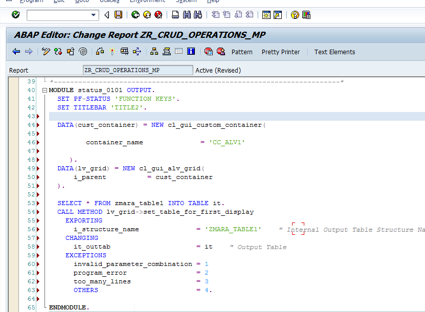 SAP ABAP Central: CRUD Operations in Module Pool