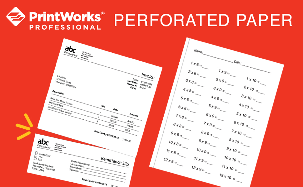 Perforated Invoice Paper - Invoice Template