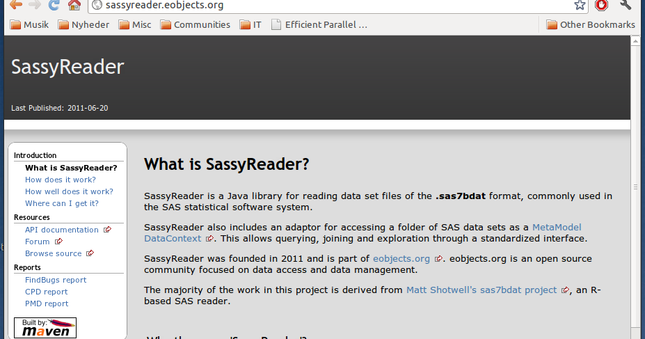 SassyReader - Open Source reader of SAS data sets for Java