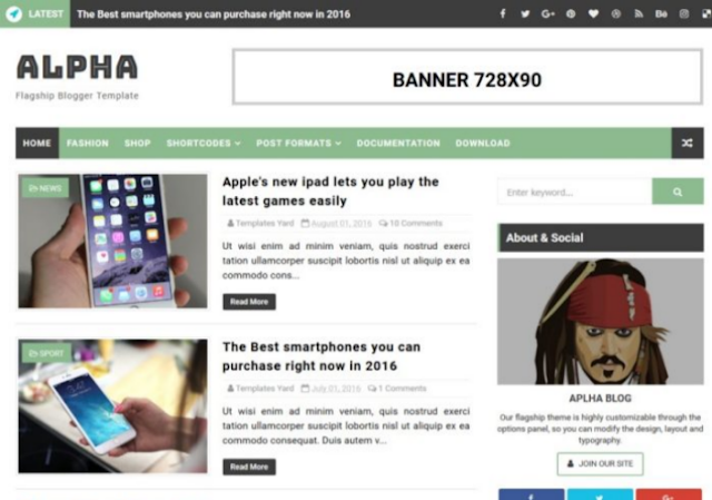Alpha Blogger Template Seo ready and responsive theme