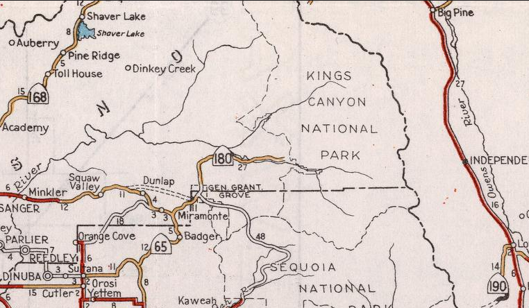 Onion Valley Road; former California State Route 180 to Kearsarge Pass