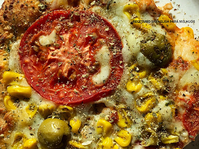 Recetario Spanglish para mis hijos: Pizza de choclo. Corn pizza