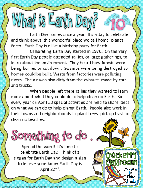Earth Day Countdown - Crockett's Classroom