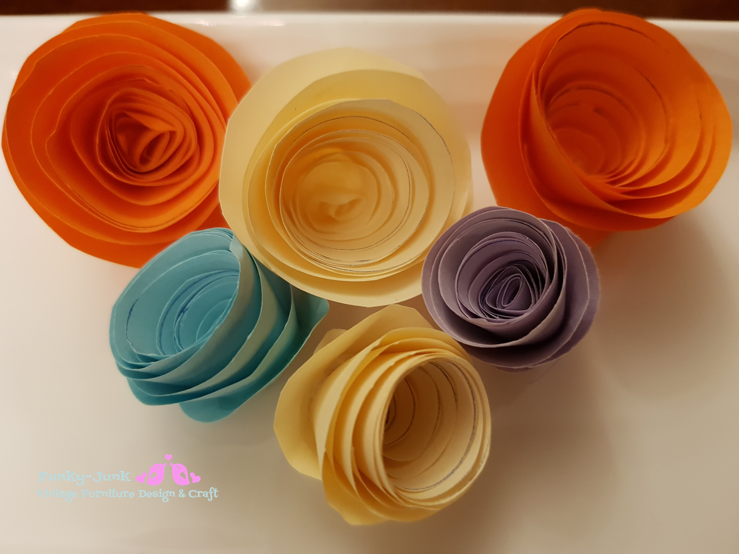Funky-Junk Vintage Craft and Furniture Design: Rolled Paper Roses Tutorial