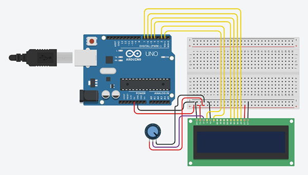 Menggunakan Modul LCD 16 x 2 - ditempel