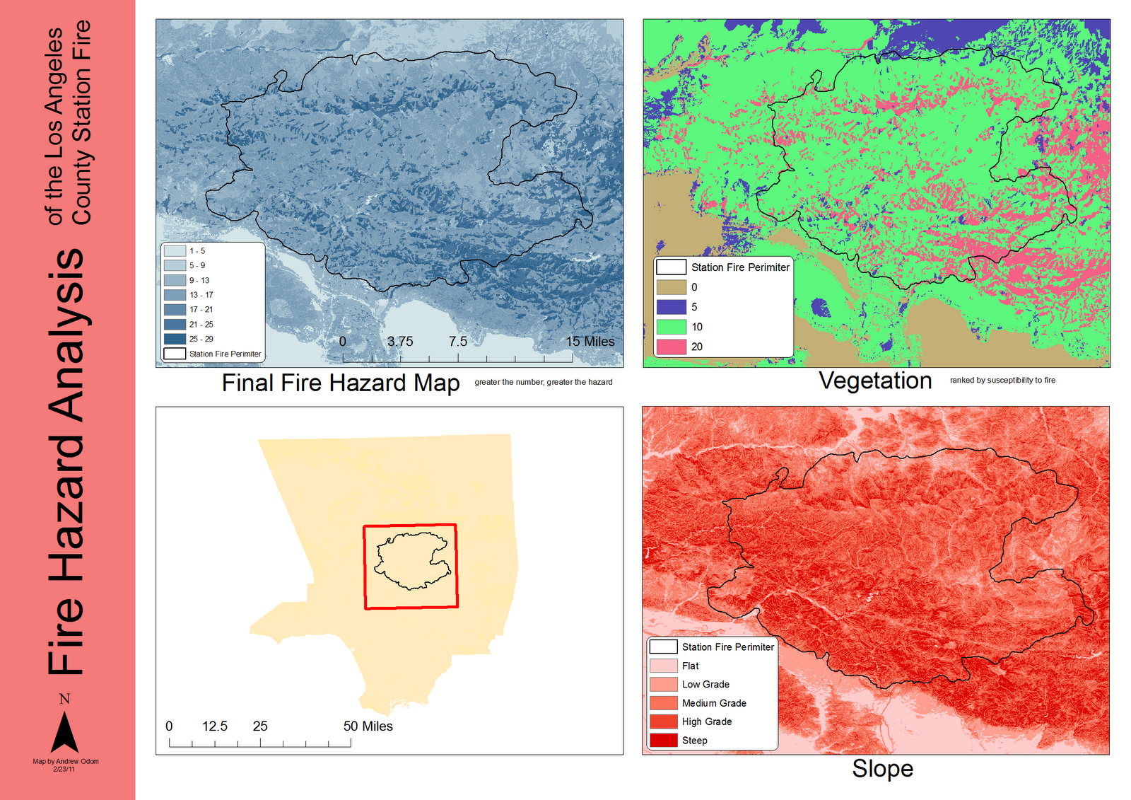 Intermediate GIS: Lab 7 - Fire Hazard Map