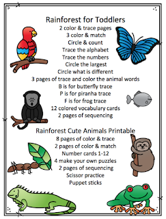 Rainforest Bundle 2 ~ Preschool Printables