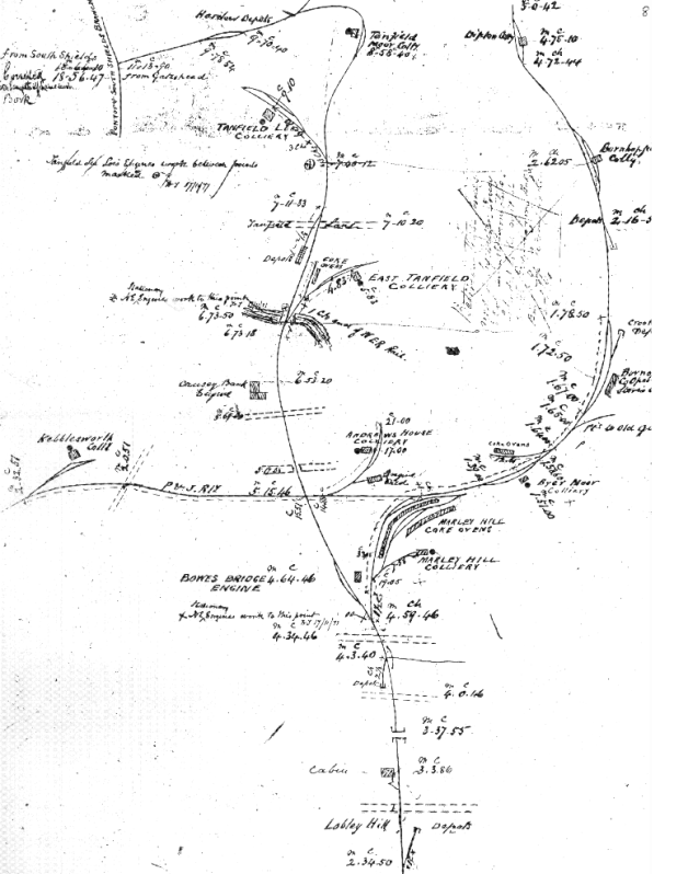 Tanfield Railway Blog: TR Area Route Diagram, 1877