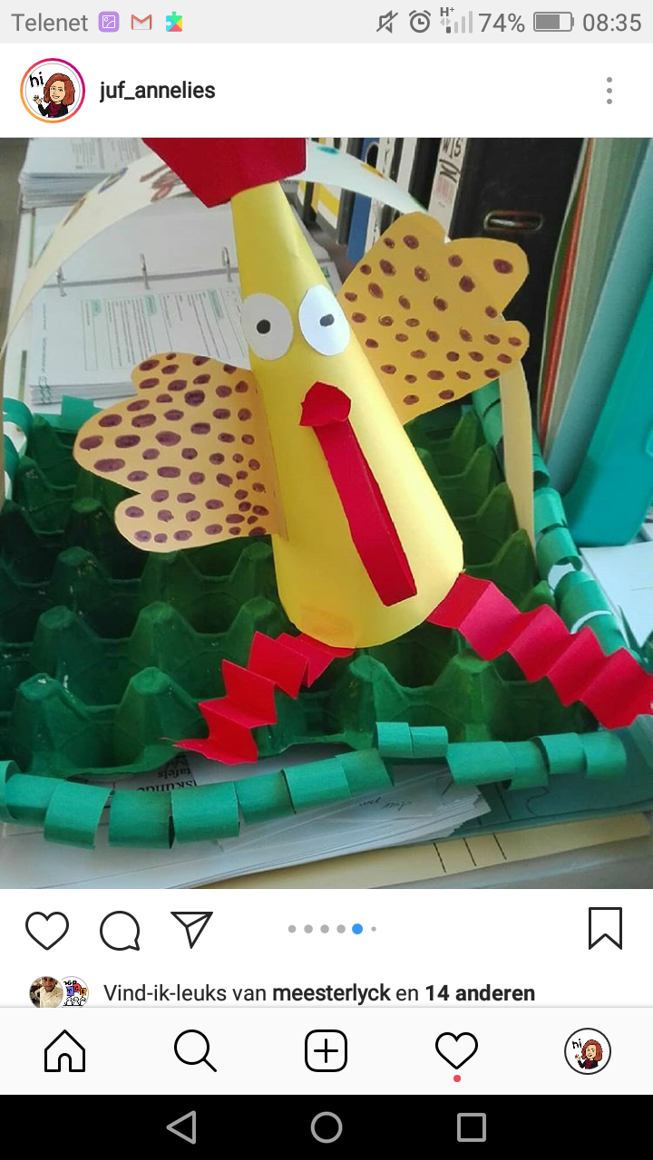 Juf Annelies in de lagere school: Paaskip knutselen (L2)