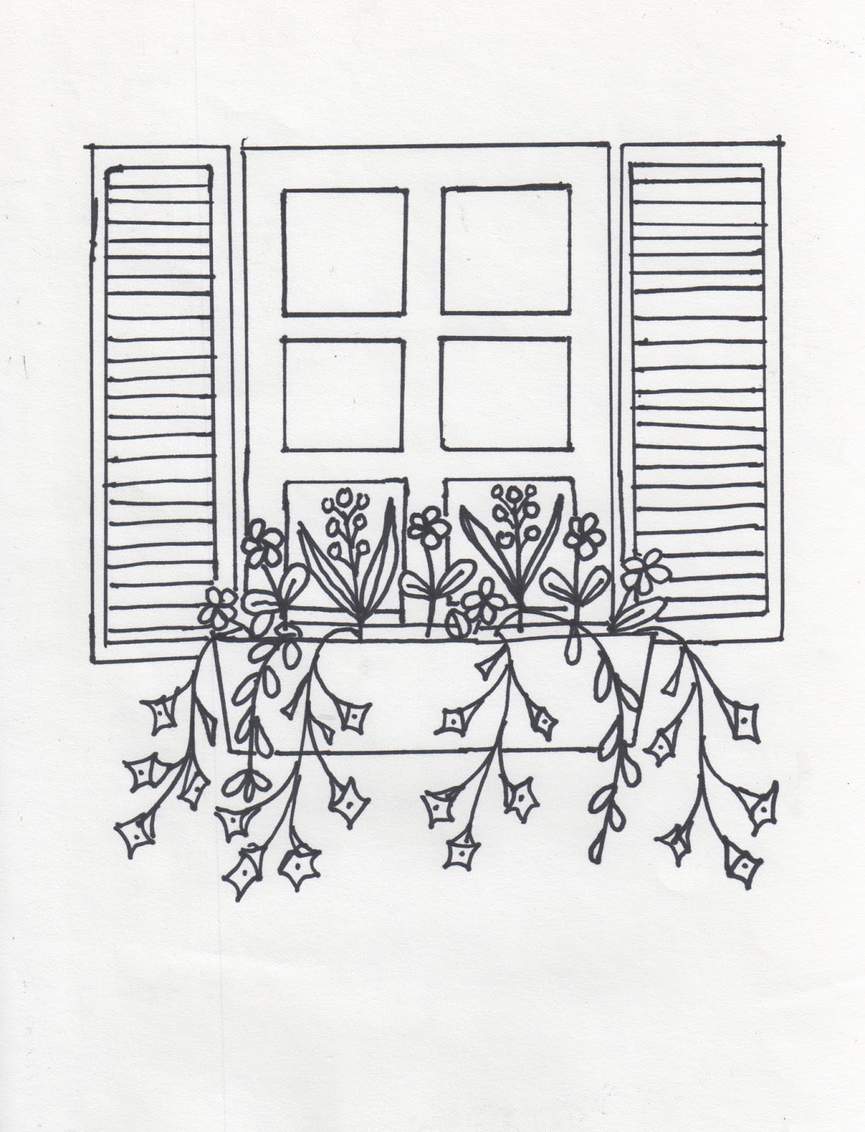 Randi Art: Window Box Drawing (Rough)