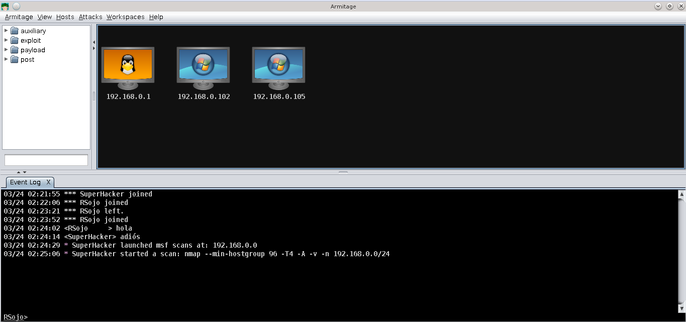 Cómo usar Metasploit en Armitage desde 0 a modo colaborativo ~ C43S4RS