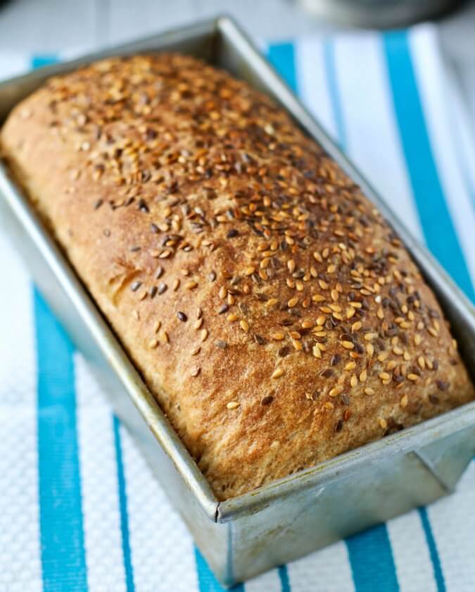 No Knead Sprouted Wheat and Flax Seed Sandwich Bread | Karen's Kitchen ...