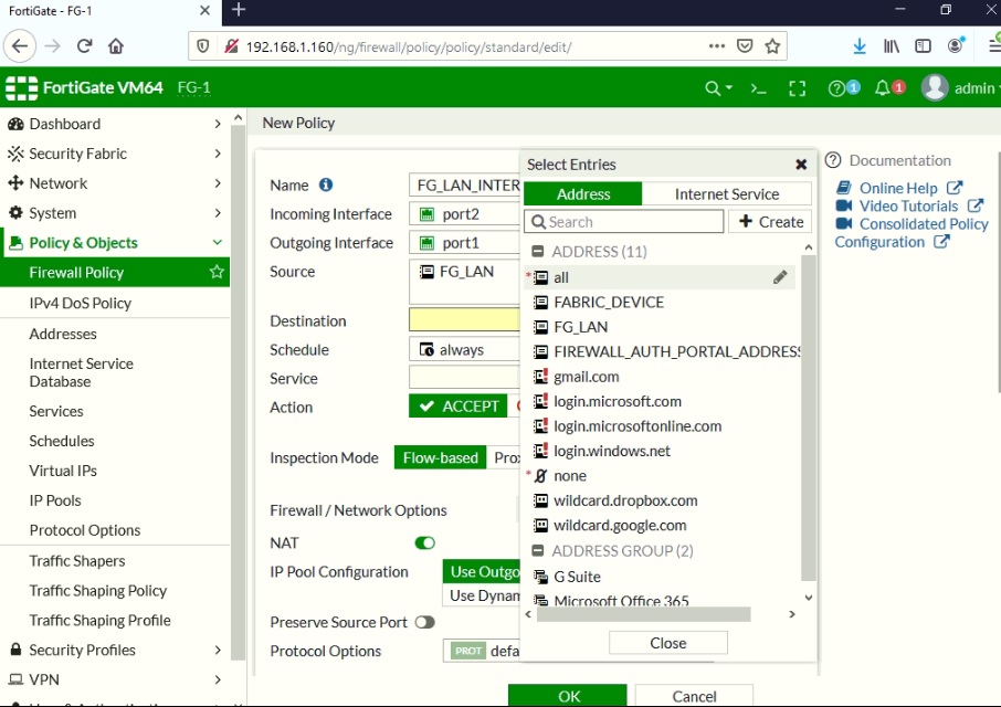 My Cybersecurity Journal: FortiGate Address Object and Firewall Policy