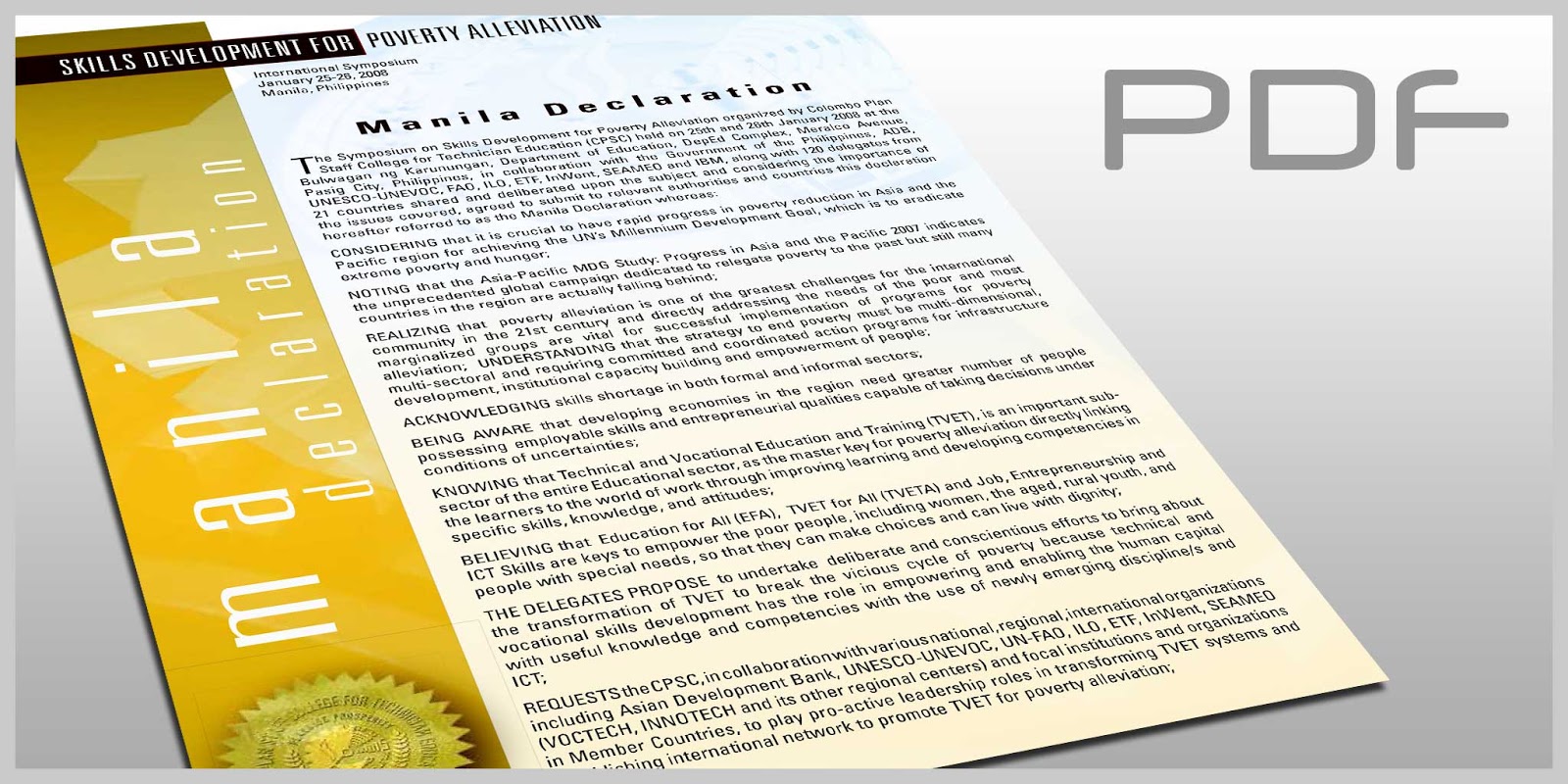 Manila Declaration (SDPA 2008) Manila Declaration (SDPA 2008)