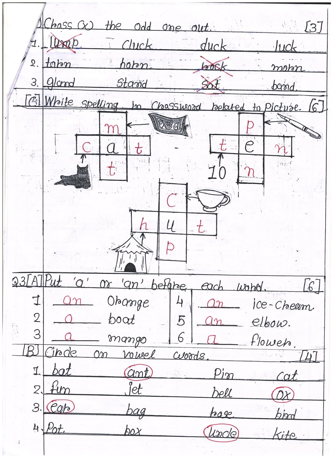 MID Term Exam Paper - SR KG - English