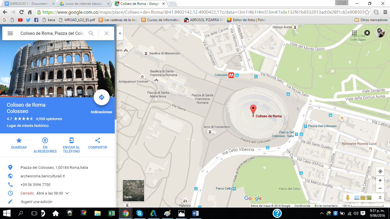 INTERNET BASICO UNAB : EL COLISEO ROMANO- GOOGLE MAPS
