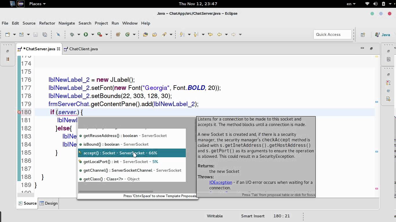 82 JAVA Swing GUI Chat Application | كورسات بالعربي
