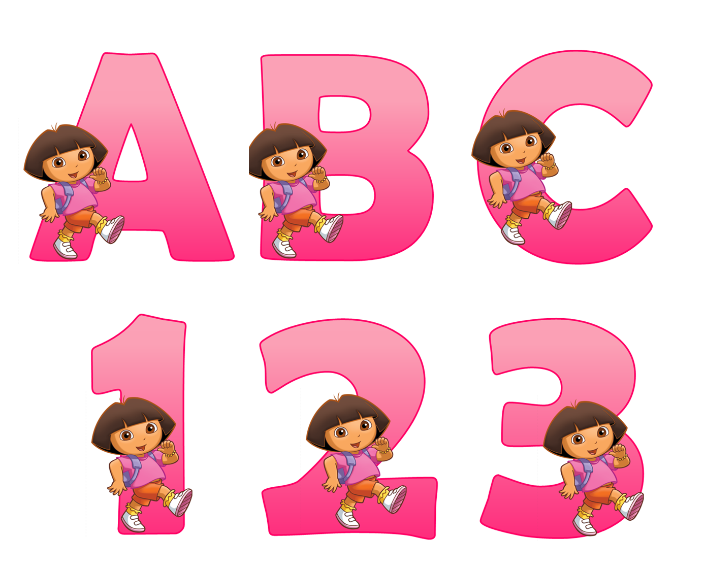 Kits imprimibles gratis : Abecedario y números Dora la exploradora