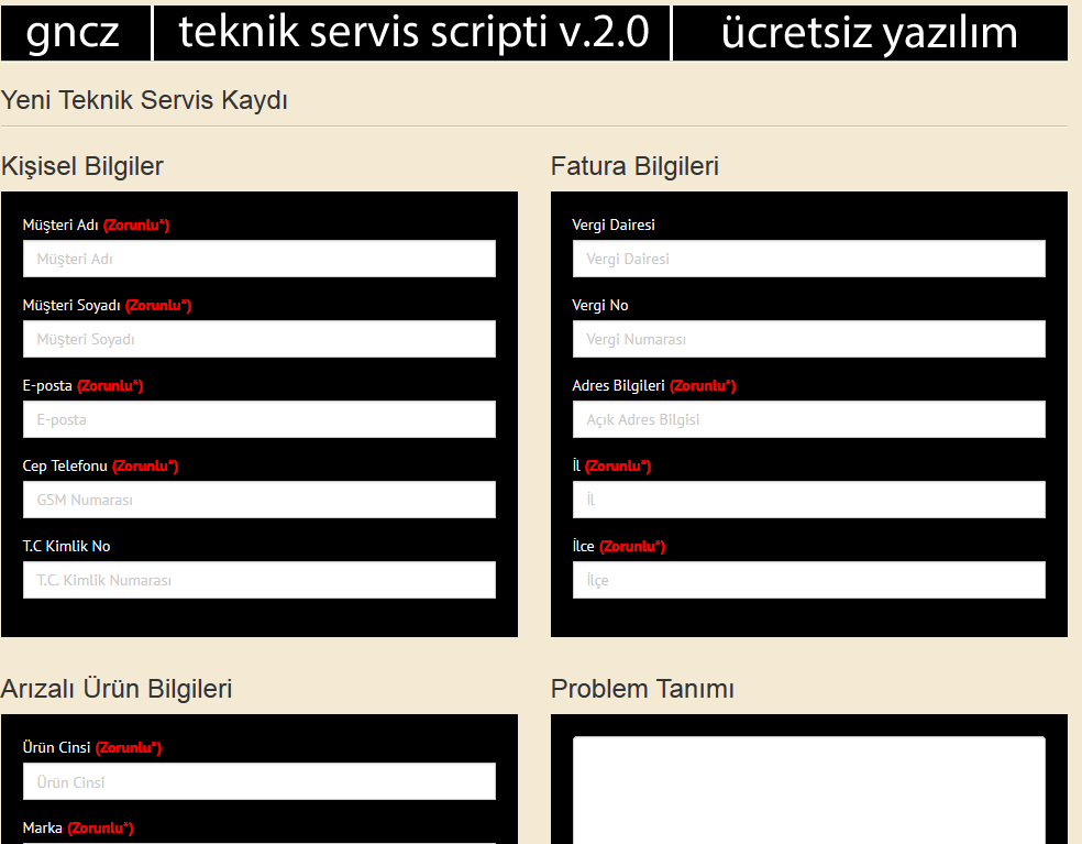 PHP Teknik Servis Scripti | PHP Scriptler, ASP Scriptler, Ücretsiz Scriptler, Scripti İndir ...