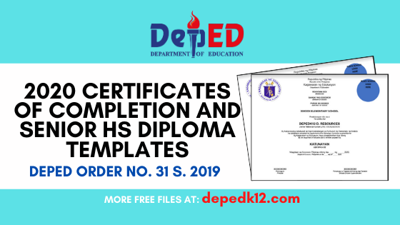 2020 CERTIFICATES OF COMPLETION AND SENIOR HS DIPLOMA TEMPLATES AS PER ...