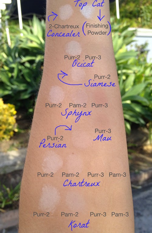 Meow Cosmetics - Mineral Foundation Swatches | Crappy Candle