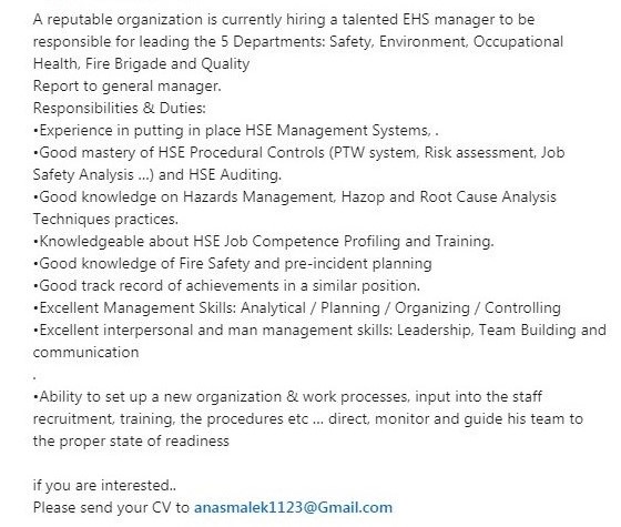 HSE Insider : ( 15 ) - HSE/EHS/SAFETY JOB VACANCIES/OPPORTUNITIES ...