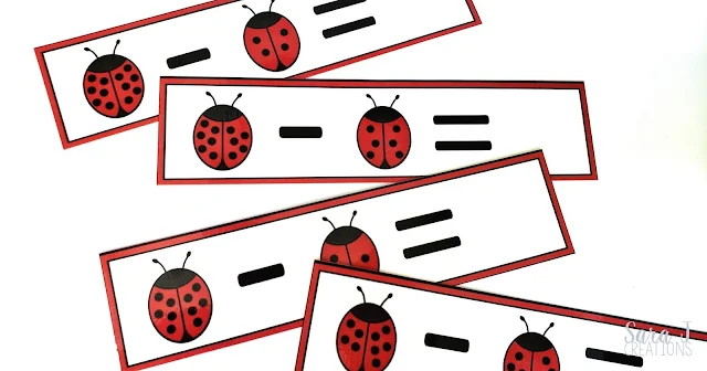 Ladybug Subtraction Write and Wipe Cards | Sara J Creations