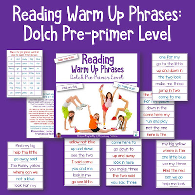 Reading Warm Up Phrases - Classroom Freebies