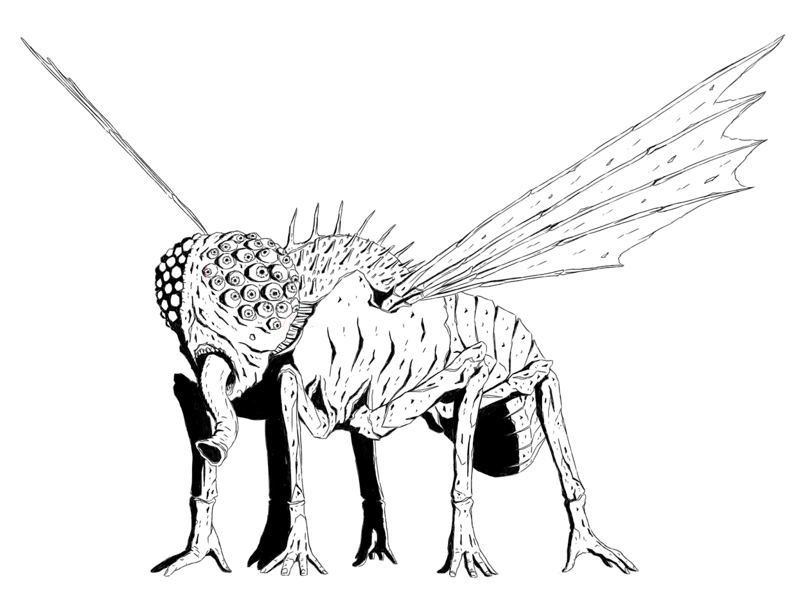 Flying Demon Drawing