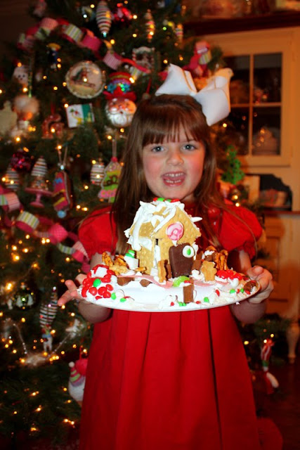 little pumpkin grace: gingerbread house & coffee filter santa
