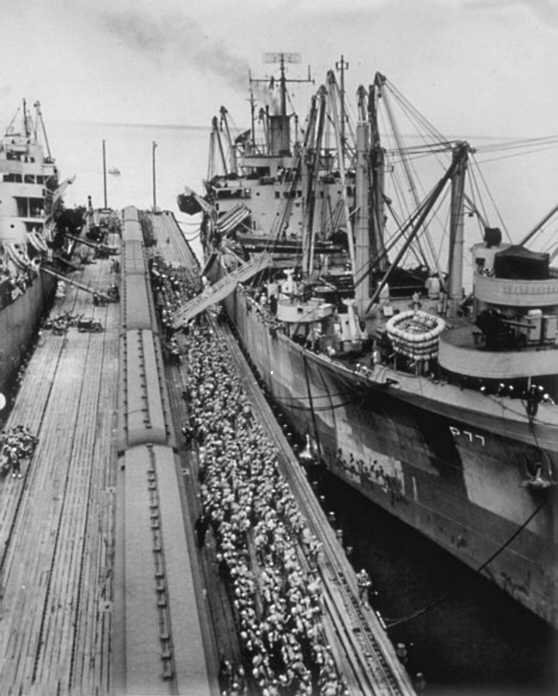 45th Division Men Checking in for Departure, Hamton Roads, VA 1943