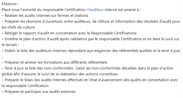 Auditeur Qualité