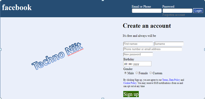 Facebook Home Page Source Code - TECHNO NIIT