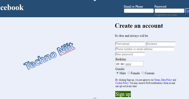 Facebook Home Page Source Code - TECHNO NIIT