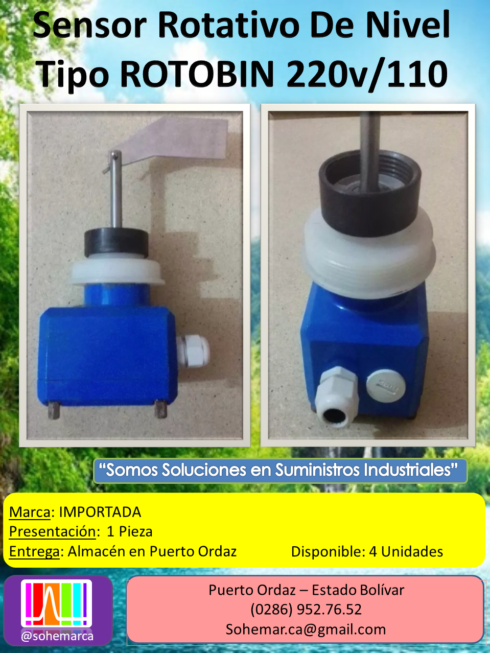 SOHEMAR CA: Sensor Rotativo De Nivel Tipo TOTOBIN 220v/110 en Venezuela