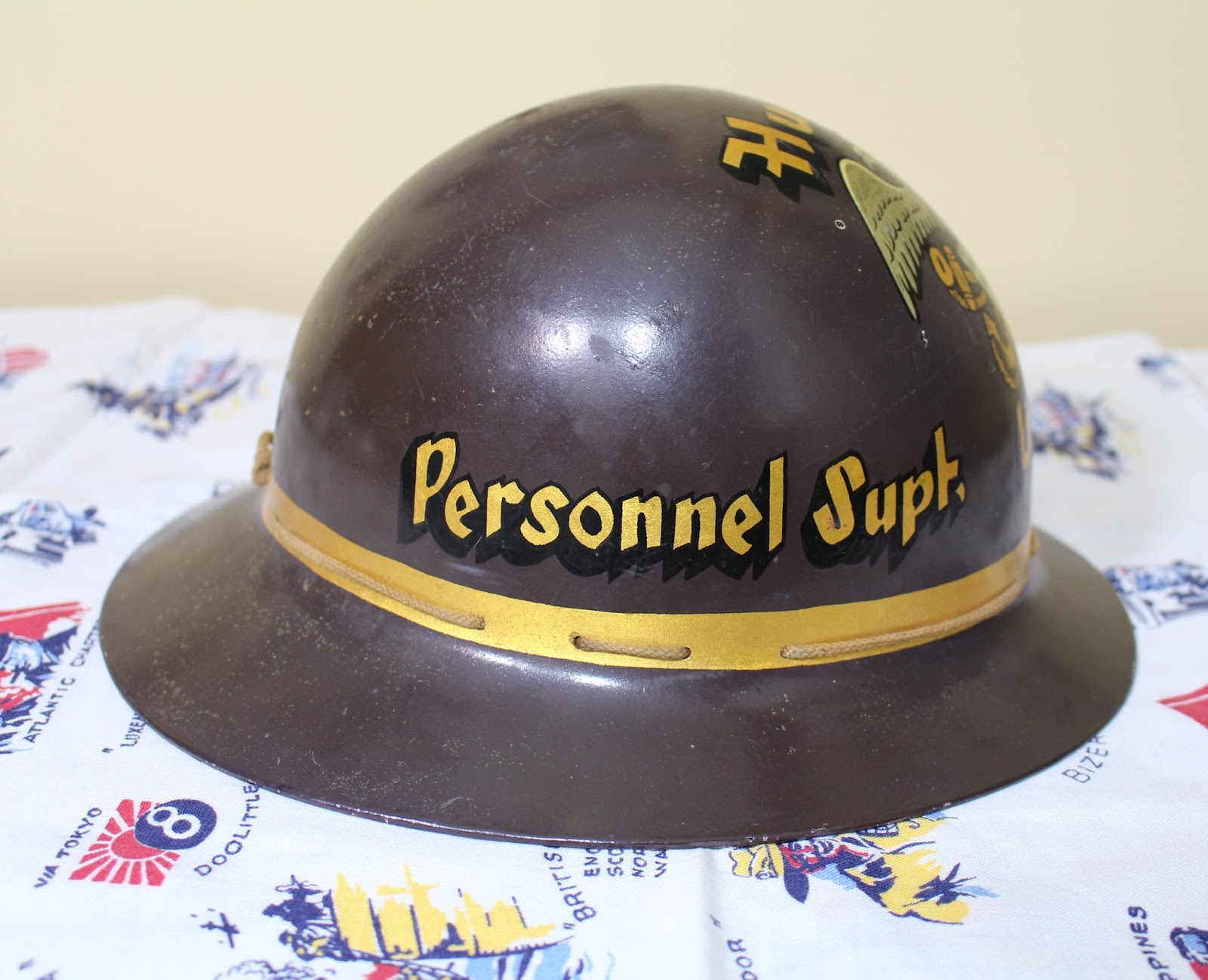 Nostalgia on Wheels: WWII USN Instructor Hard Hat Helmet - Hand Lettered