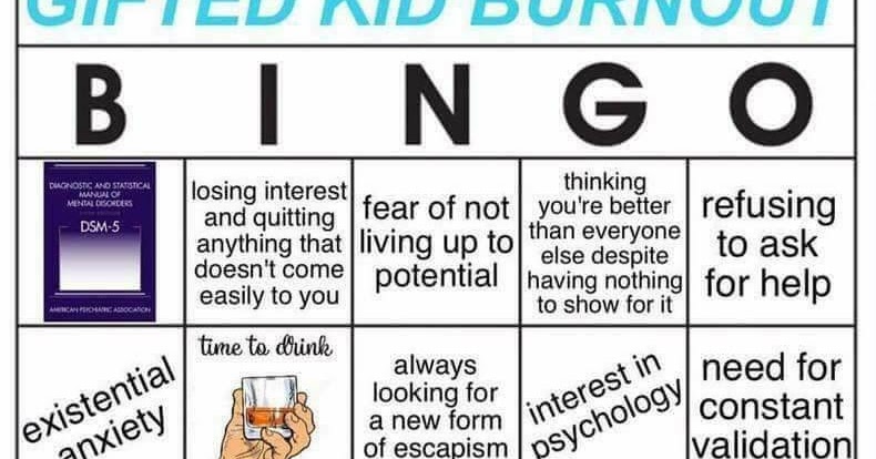 Skip's House of Chaos: Gifted Kid Burnout Bingo