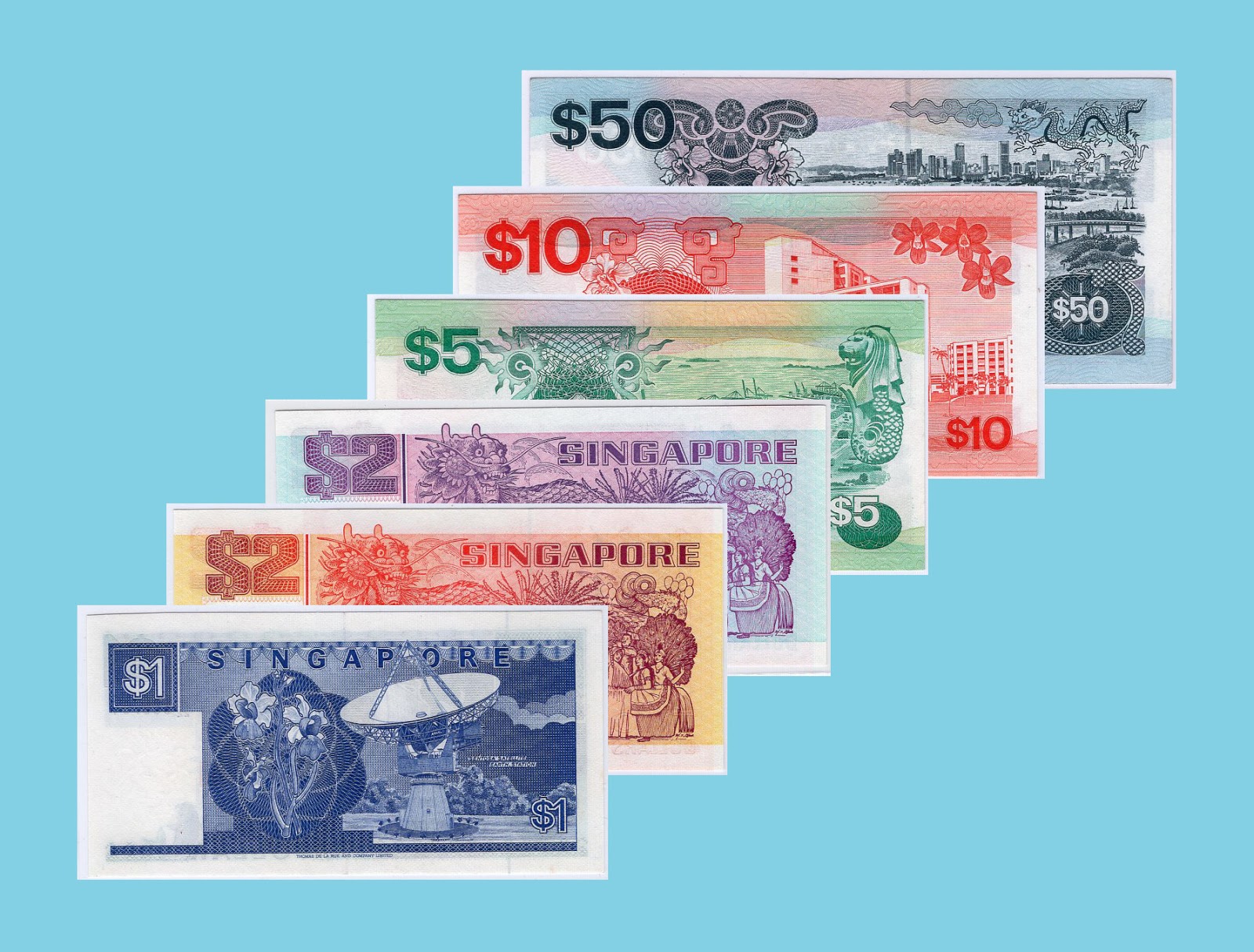 Singapore Banknotes Corner: Singapore Ship series $1 - $50 Banknotes Set