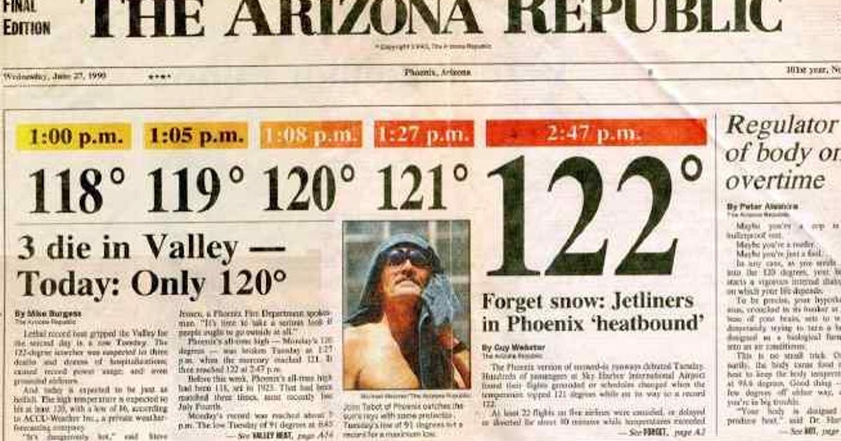The Big Wobble : Heat records continue to tumble in Arizona: Phoenix on ...