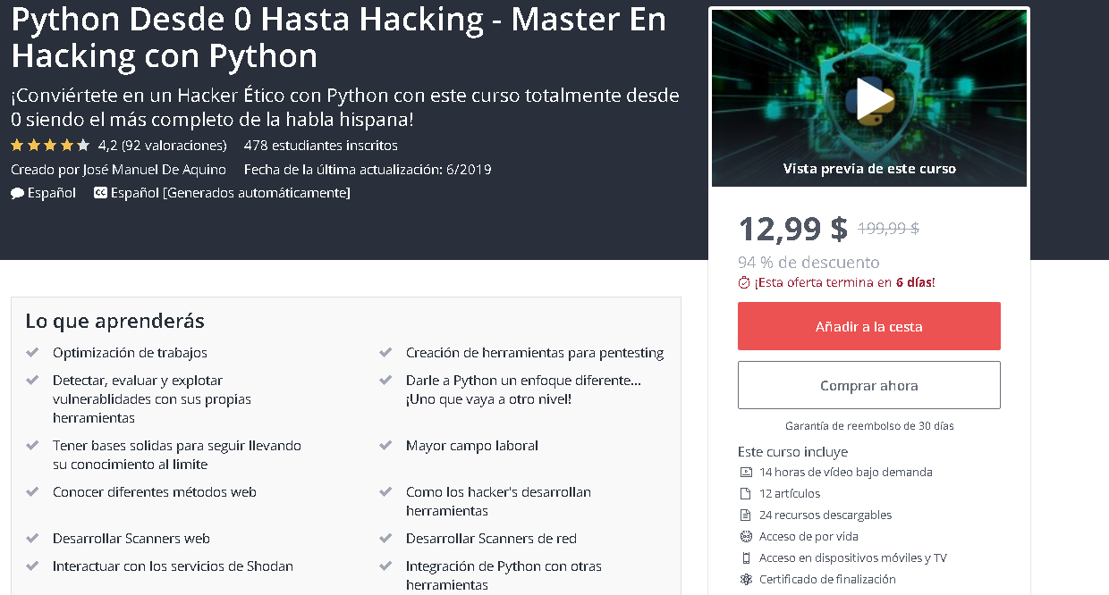 Python Desde 0 Hasta Hacking - Master En Hacking con Python | Sovos