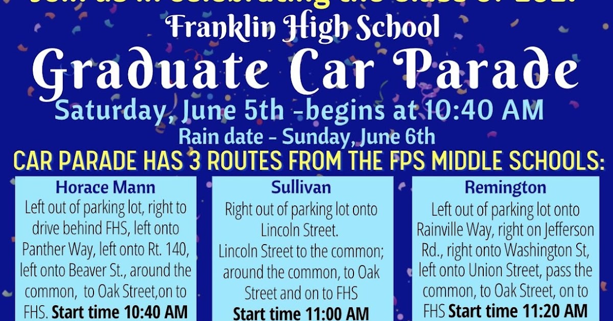 Franklin Matters: Franklin High School: Car Parade Schedule for June 5 ...