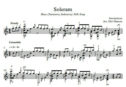 Soleram (Riau Folk Song) for Solo Guitar arr. Dwi Hansen - Dwi Hansen
