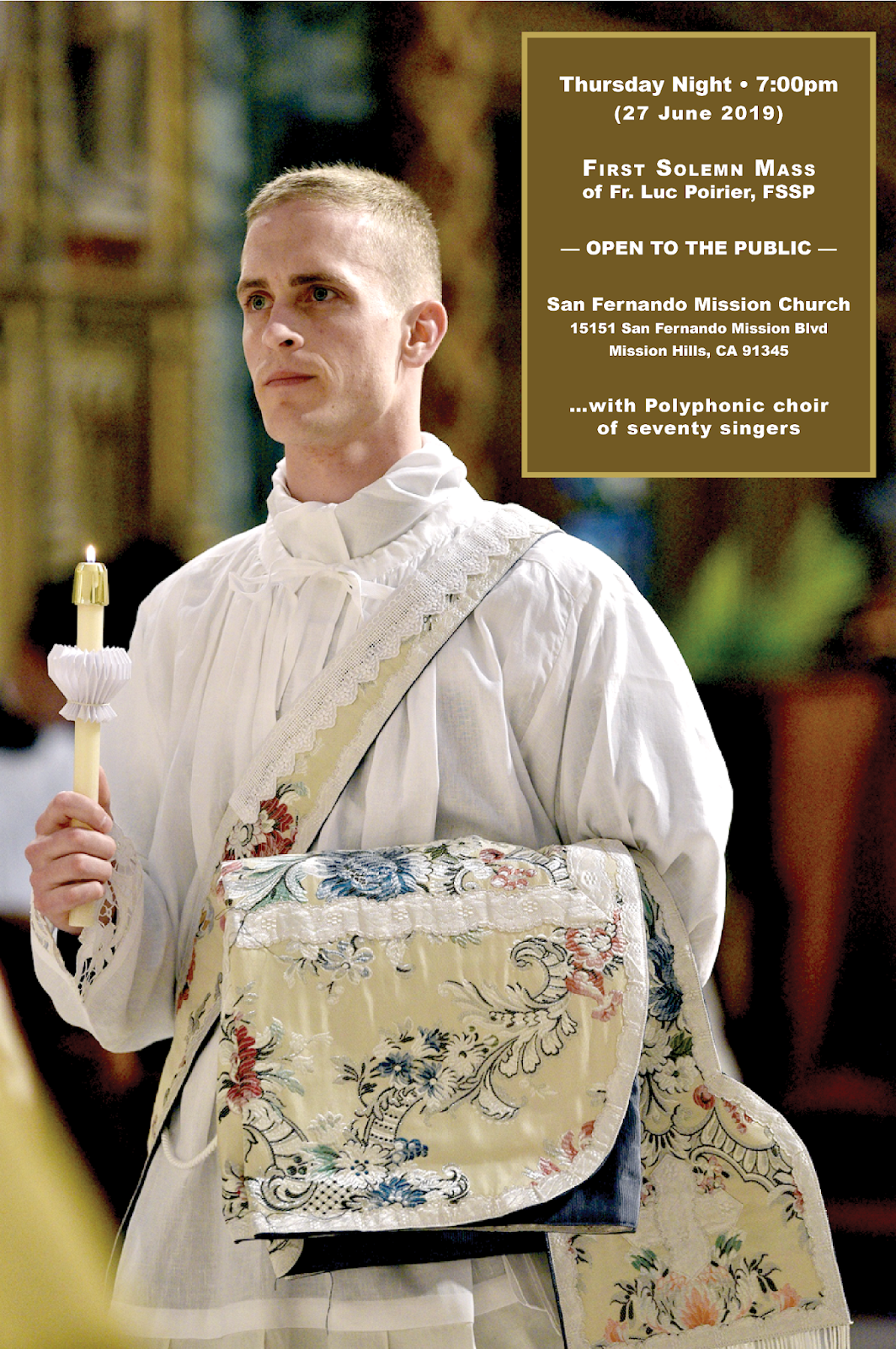 New Liturgical Movement: FSSP Priest’s First Solemn Mass This Thursday ...