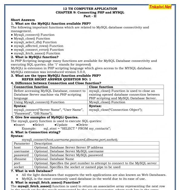12th Standard - Computer Application - Chapter 9 Study Materials - Mr ...