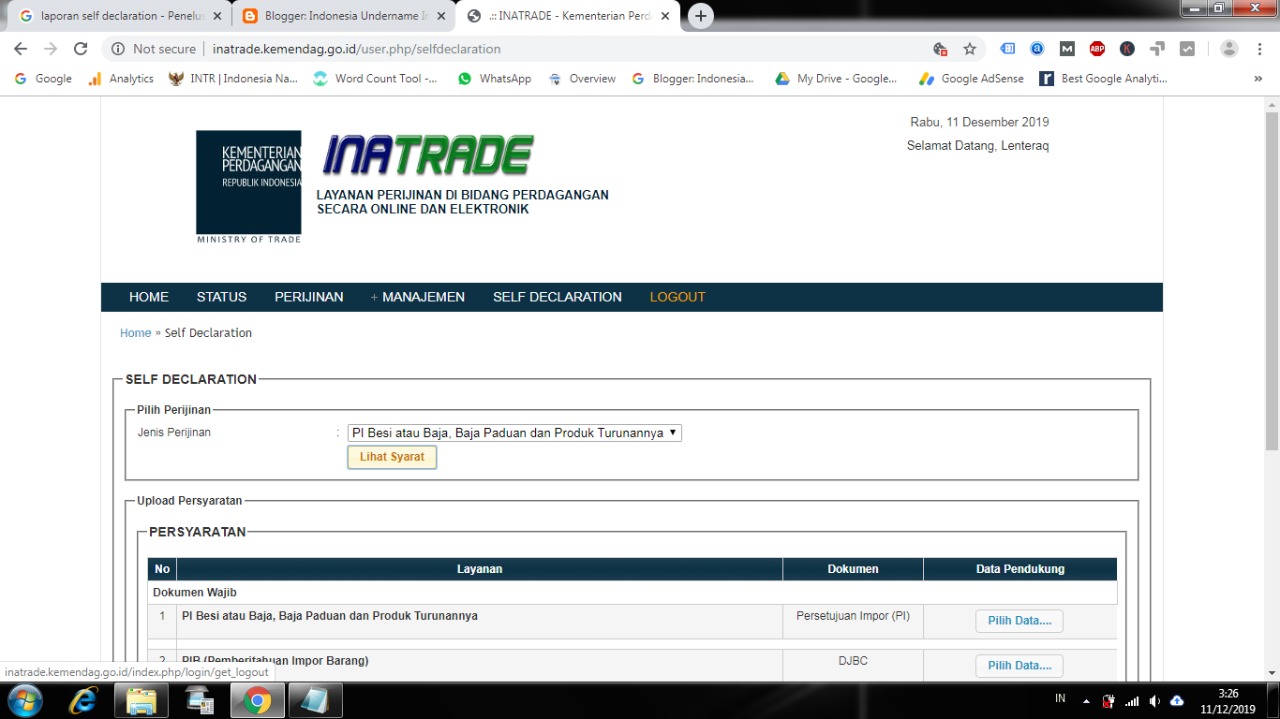 Contoh Surat Laporan Self Declaration Import-Kemendag - Indonesia ...
