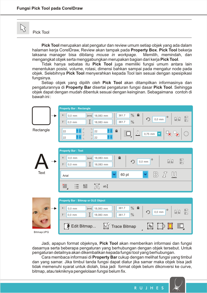 Rujhes Logo: Fungsi Pick Tool pada CorelDraw