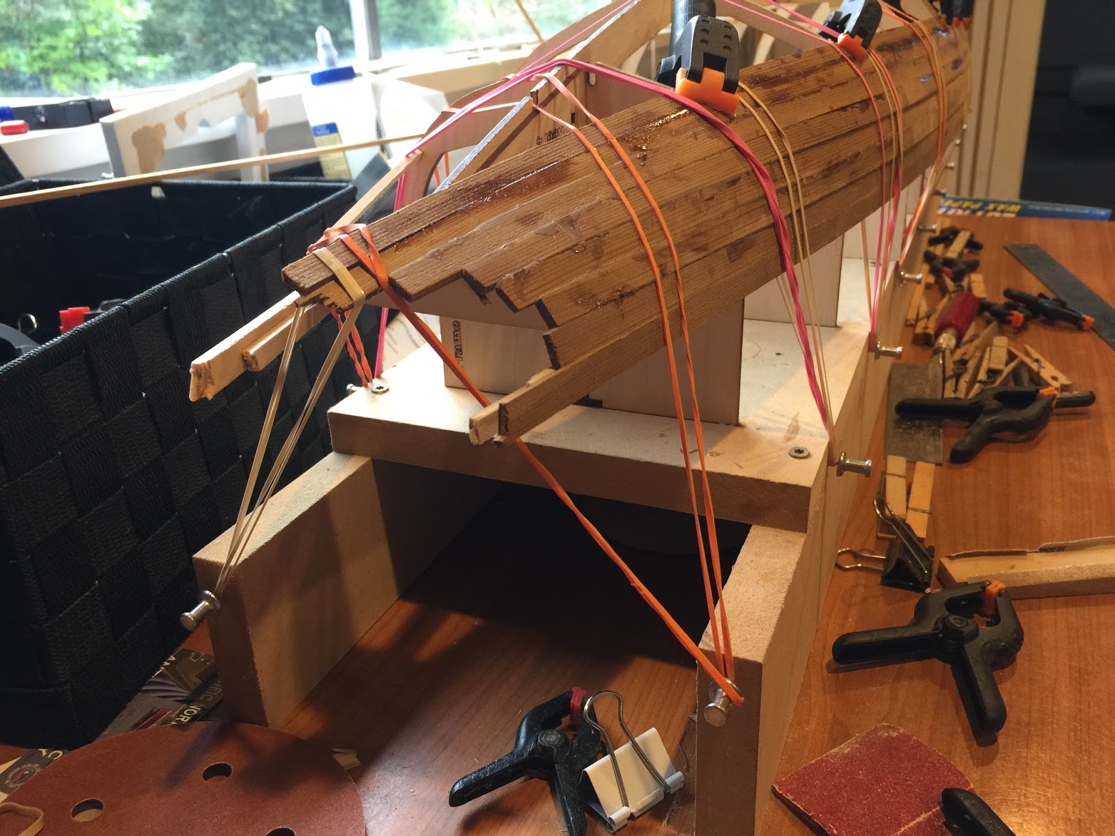 Planking Continues on Sun Wind II Mock-Up Hull