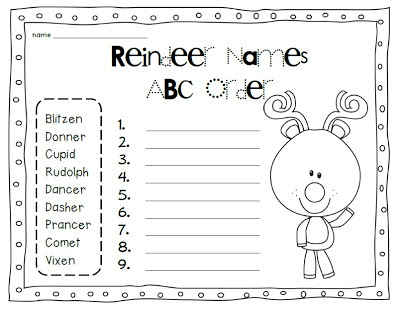 Teach With Laughter: Happy December and Reindeer Names ABC Order
