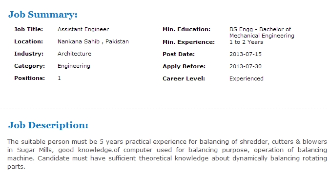 Jobs FOR All: Assistant Engineer Job